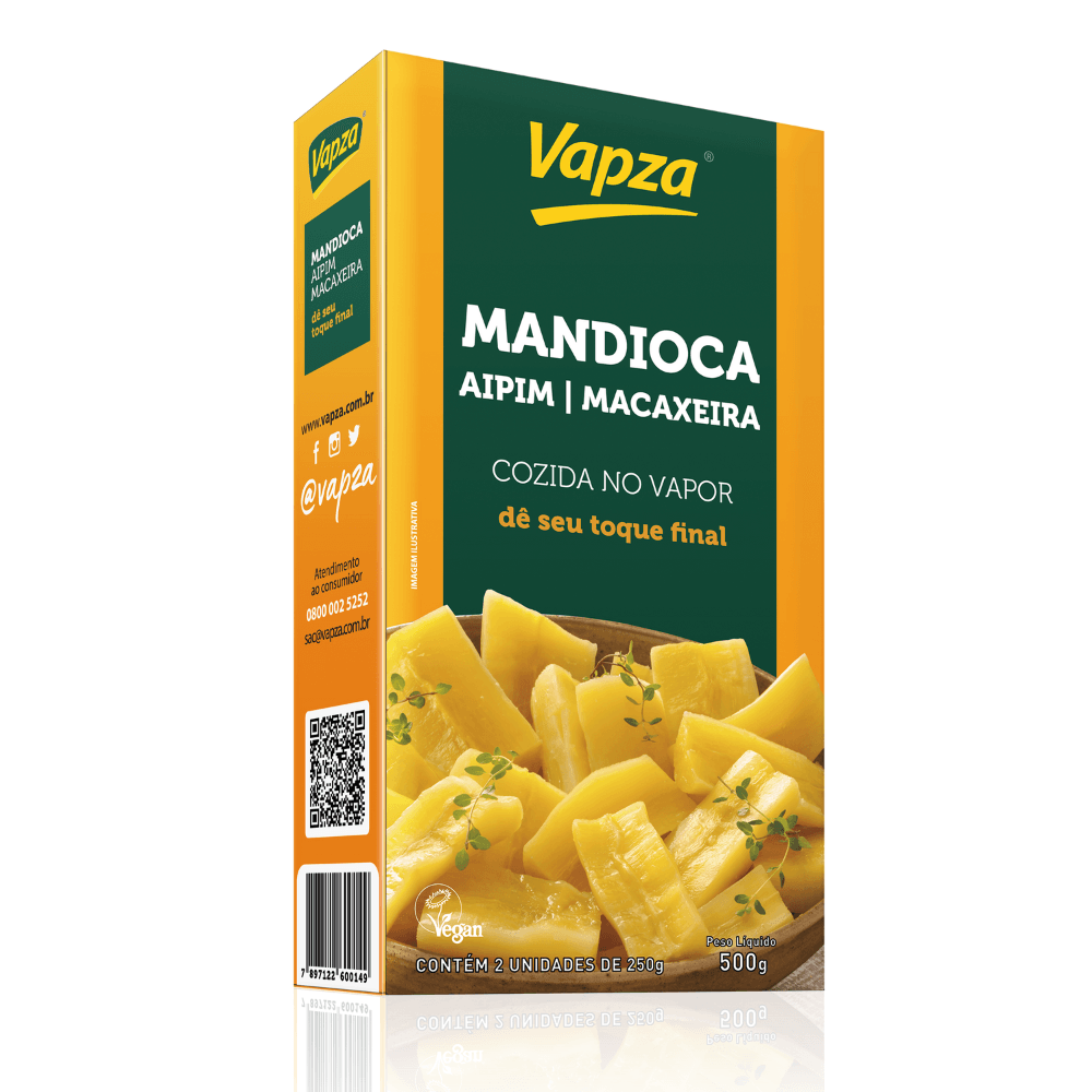 Mandioca Aipim Cozida no Vapor 500G - Vapza